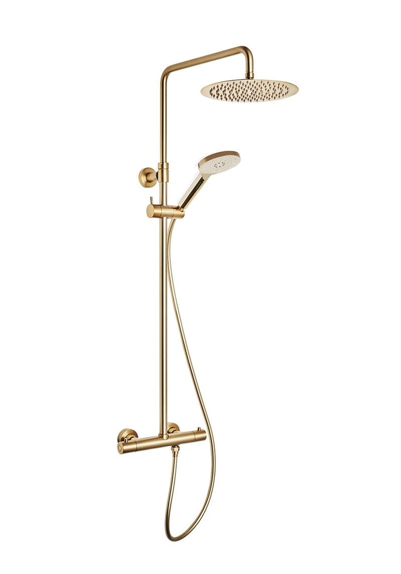 Hafa Fine Takdusch med termostatblandare i borstad mässing | PM-hem.se